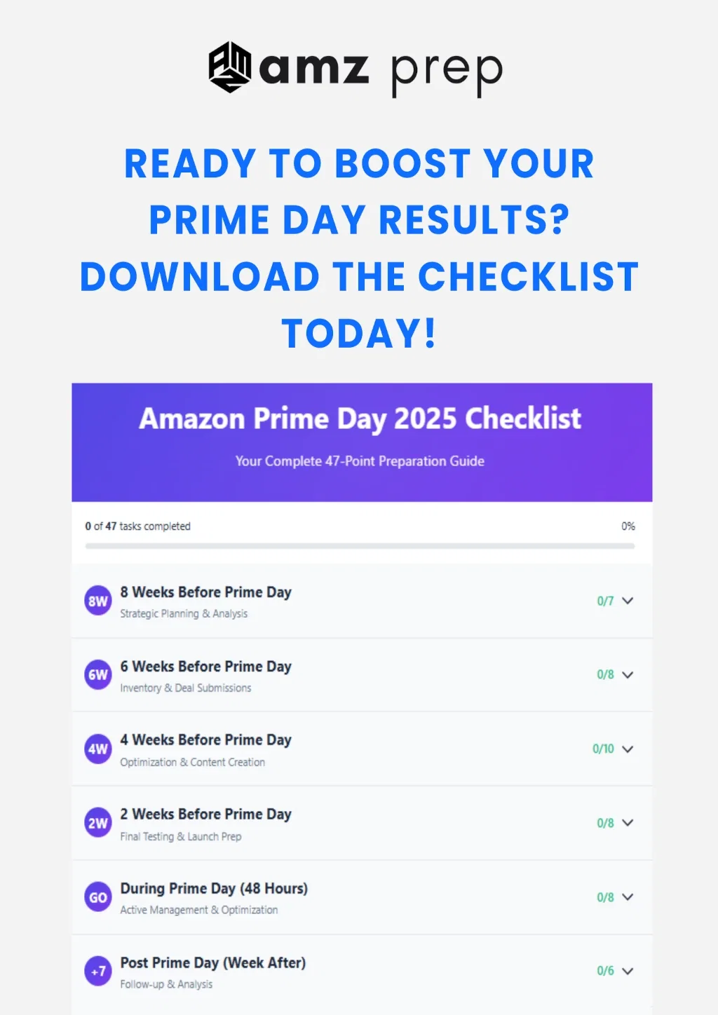Amazon Prime Day Checklist 2025 - AMZ Prep