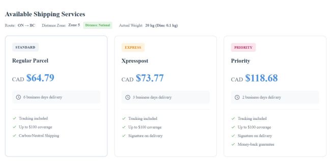 Canada Post Shipping Calculator - Instant Rates | No Limits Free
