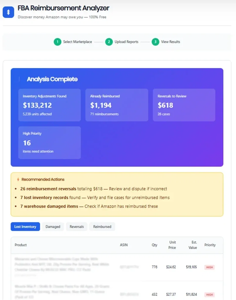 Free Amazon Reimbursement Tool 2026 | FBA Lost Inventory